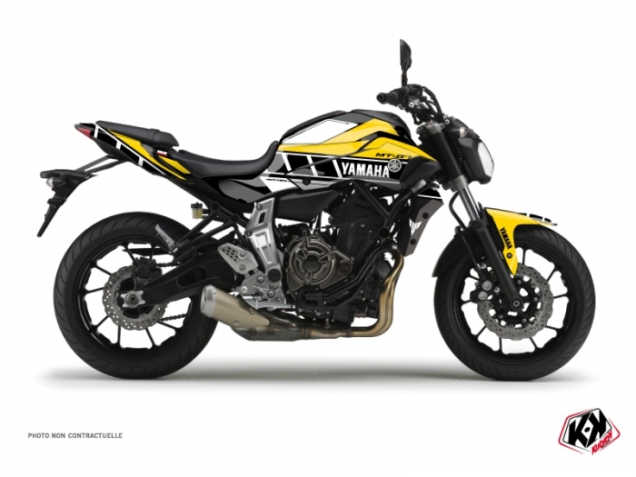 Yamaha MT 07 Street Bike Vintage Graphic Kit Yellow - Kutvek Kit Graphik