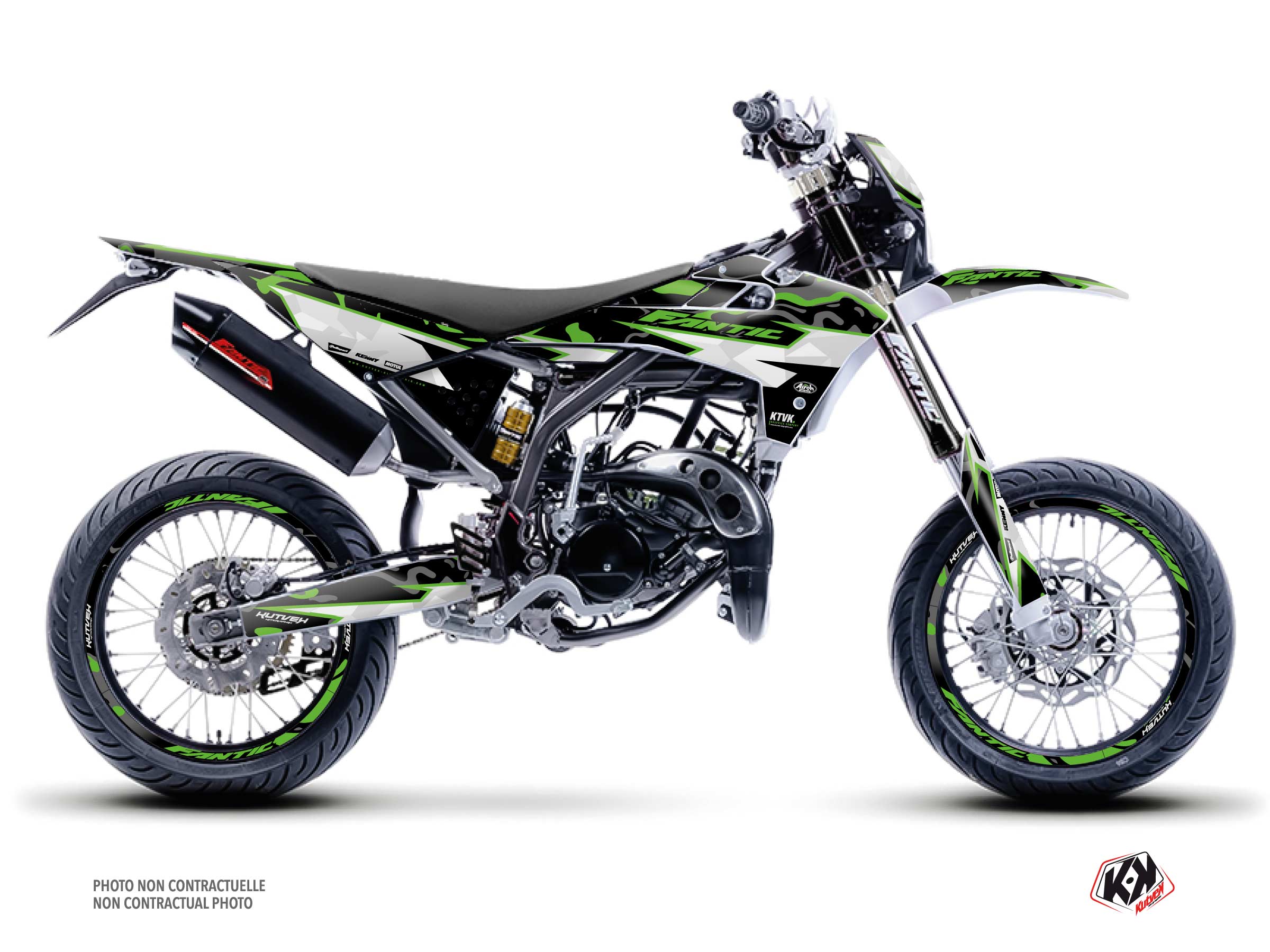 Fantic XM 50 50cc Barbarian Graphic Kit Green - Kutvek Kit Graphik